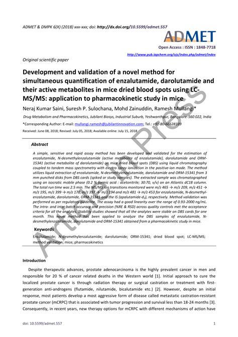 Pdf Development And Validation Of A Novel Method For Simultaneous