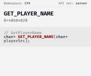 GetPlayerName FiveM Natives Cfx Re Docs