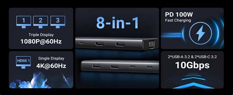 Ugreen 8 In 1 Usb C 4k Docking Station Dual Monitor Triple Display Usb C Hub With 2