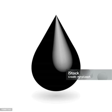 블랙 오일 드롭 흰색 배경에 고립입니다 떨어진된 그림자와 3 차원 광택 벡터 개체 3차원 형태에 대한 스톡 벡터 아트 및 기타