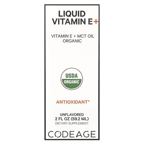 Codeage Liquid Vitamin E Unflavored 2 Fl Oz 592 Ml