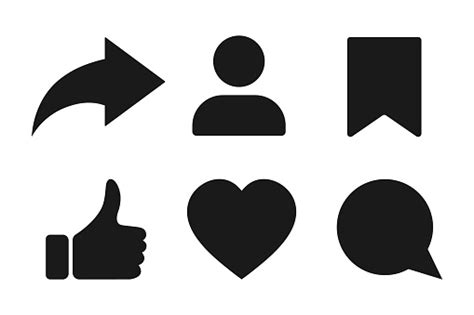 소셜 미디어 아이콘 세트 저장 좋아요 엄지 손가락 하트 댓글 공유 벡터 아이콘에 대한 스톡 벡터 아트 및 기타 이미지 아이콘 공유 개념 온라인 메시지 Istock