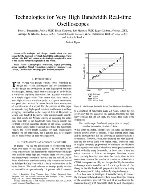 Technologies For Very High Bandwidth Real Time Oscilloscopes Pdf Analog To Digital Converter