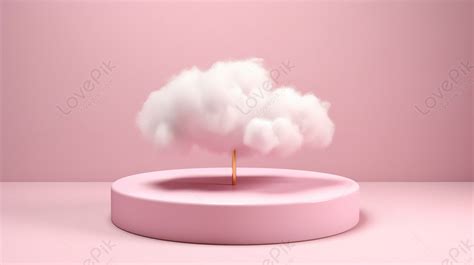 제품 배치에 적합 꿈꾸는 듯한 분홍색 구름 위에 떠 있는 높은 연단의 3d 렌더링 연단 배경 제품 디스플레이 배경 홍색 배경 이미지 Hd 연단 제품 디스플레이