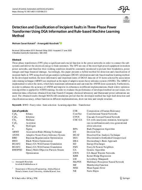 Pdf Detection And Classification Of Incipient Faults In Underground Cables In Distribution Systems
