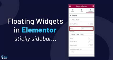 how to create a sticky sidebar or floating widgets in elementor