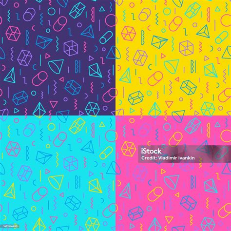완벽 한 기하학적 패턴 선 및 도형 색상 설정된 프레 젠 테이 션에 대 한 서로 다른 배경에서 0명에 대한 스톡 벡터 아트 및 기타 이미지 Istock