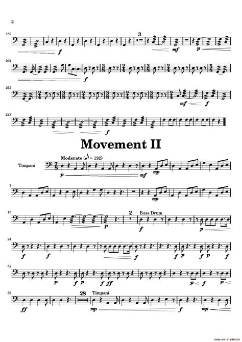 Movement 萨克斯四重奏与打击乐 定音鼓 分谱 萨克斯谱 五线谱