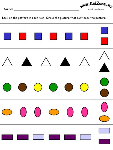 Kindergarten Math Patterns Printables Pattern And Stencils
