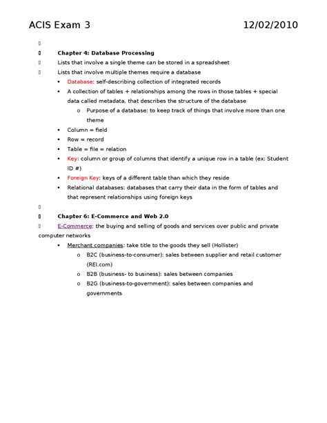 Acis Exam 3 Database Processing E Commerce Database Design And
