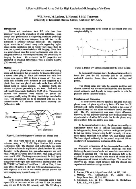 PDF A Four Coil Phased Array Coil For High Resolution MR Imaging Of The Knee