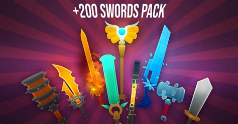 ⚔swords megapack 200 swords⚔ 3d weapons unity asset store