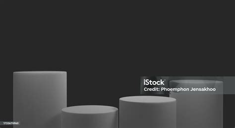 빈 검은색 연단3d 회색 배경에 연단을 표시합니다 스탠드 프레젠테이션을 위한 최소한의 모형 추상 검정 배경 개념입니다 기하학적