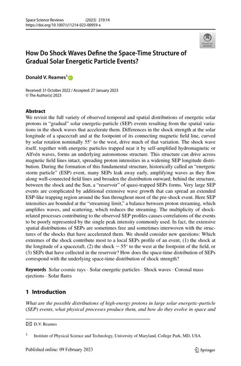 Pdf How Do Shock Waves Define The Space Time Structure Of Gradual Solar Energetic Particle Events
