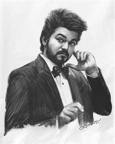 Thegoatvikatanexclusive Thalapathy Vijay Charcoal Pencil Sketch 2024 Thegoattrailer Actors