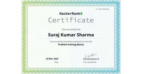 Im Happy To Share That Ive Obtained A New Certification Hackerrank Certificates Of Problem