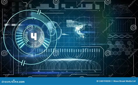 Animation Of Scope Scanning With Countdown Over Data Processing On Screen Stock Footage Video