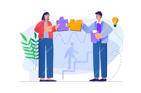Premium Vector Teamwork Concept With People Scene Vector Illustration