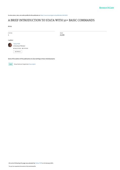 A Brief Introduction To Stata With 50 Basic Comman See Discussions