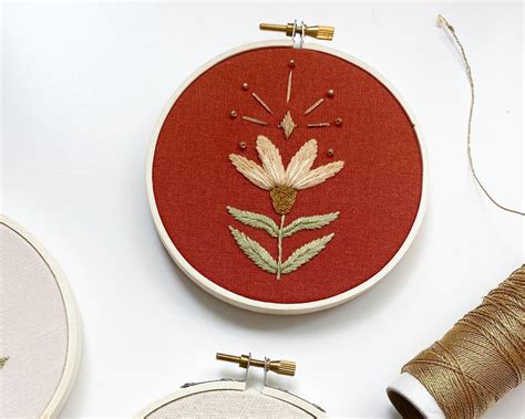 Celestial Floral Embroidery Hoop Flower Embroidery Etsy