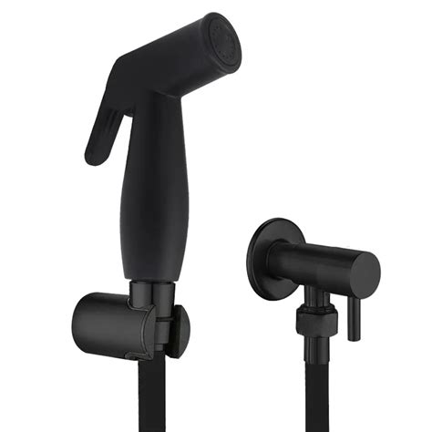 Tapis Arabic Shatafa Set With Angle Valve Hose Holder And Spray Matt Black Tacc