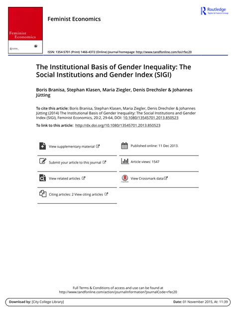 Pdf The Institutional Basis Of Gender Inequality The Social