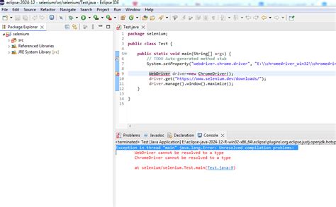 Java Webdriver Cannot Be Resolved To A Type In Selenium Webdriver