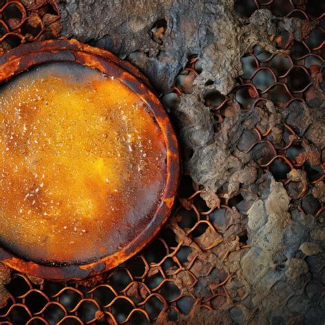 Premium AI Image A Rusty Round Object On A Metal Surface