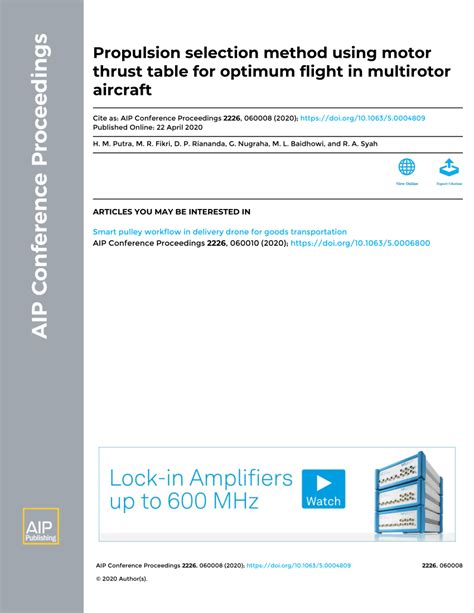 Pdf Propulsion Selection Method Using Motor Thrust Table For Optimum