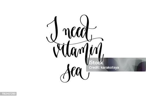 나는 비타민 바다가 필요합니다 행복한 여름 시간에 대한 손 글자 비문 텍스트 개념에 대한 스톡 벡터 아트 및 기타 이미지 개념 검은색 격언 Istock