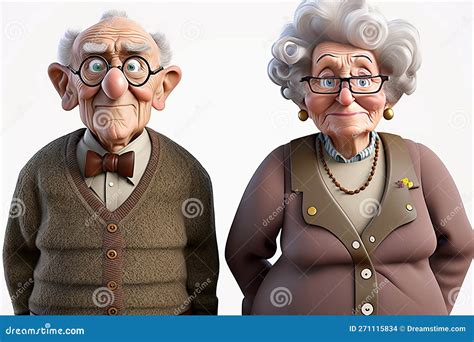 Abuelo Y Abuela Con Antecedentes Blancos Stock De Ilustración