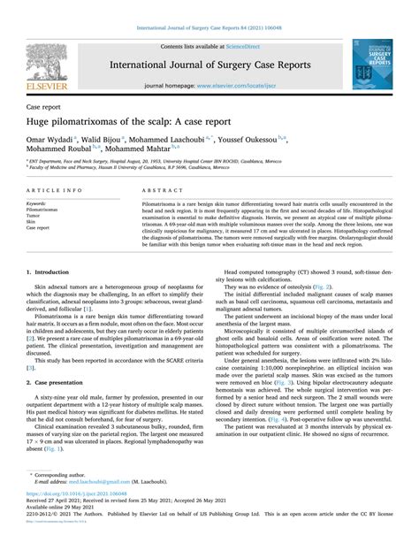 Pdf Huge Pilomatrixomas Of The Scalp A Case Report