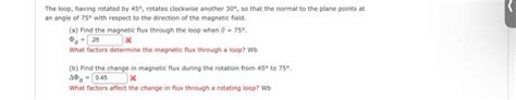the loop having rotated by 45∘ rotates clockwise