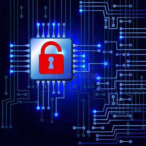 Drawing Modern Electronic Circuit Stock Vector Illustration Of Network Computing