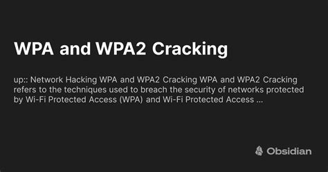 Wpa And Wpa2 Cracking Obsidian Publish