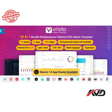 Jual Vristo Tailwind Admin Template Nextjs App Router Html Angular React Shopee Indonesia