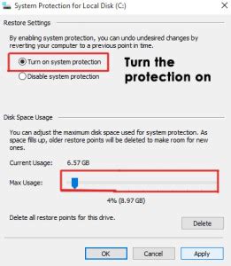 How To Configure System Restore In Windows 10