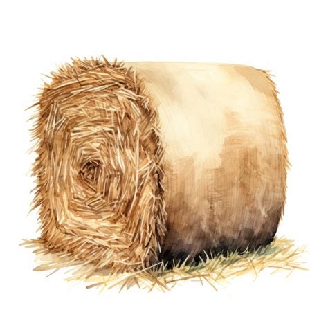 Premium Photo Crisp And Clean An Elegant Watercolor Depiction Of A Single Square Hay Bale On A