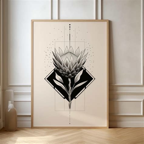 Modern Botanical Art Poster Striking Black And White Flower Print For