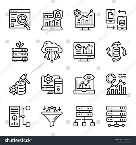 Collection Big Data Line Icons Stock Vector Royalty Free 2174916173 Shutterstock