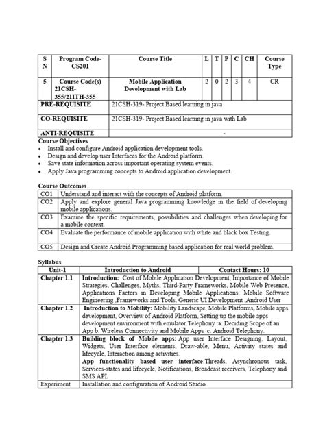 Mad 2024 With Lab 21csh 355 And 21ith 355 Updated Syllabus Pdf