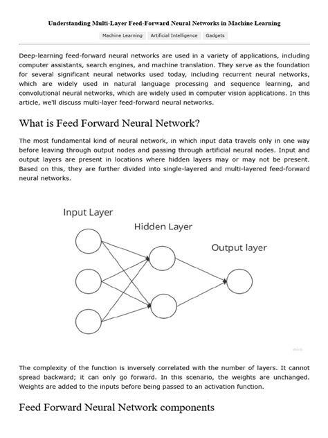 understanding multi layer feed forward neural networks in machine learning pdf artificial