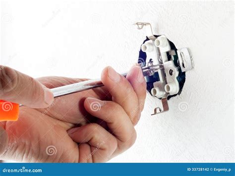 Installation Of Electrical Sockets Stock Photo Image Of Construction Point