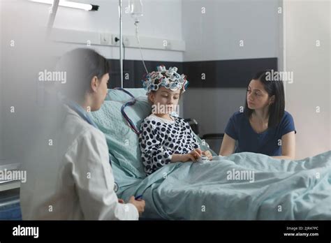 Pediatric Hospital Ward Neurology Specialist Examining Hospitalized Girl Brain Condition