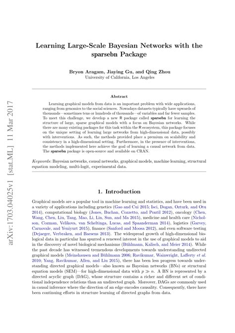 Pdf Learning Large Scale Bayesian Networks With The Sparsebn Package