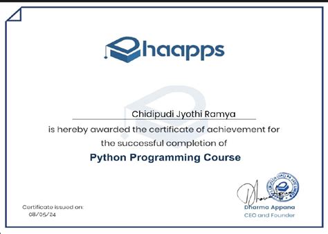 Jyothi Ramya Chidipudi On Linkedin Delighted To Share That Ive Earned My Python Programming