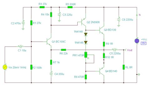 Circuits 2w Audio Amplifier Using Bd139 And Bd140 Transistors