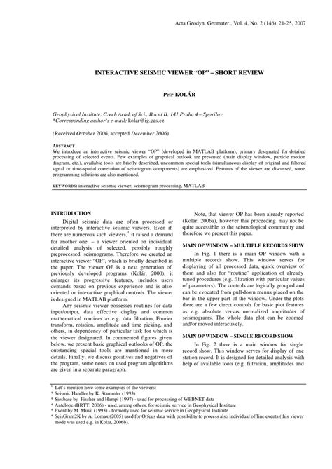 Pdf Interactive Seismic Viewer Op Short Review