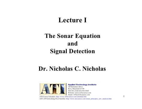 Sonar Principles Asw Analysis