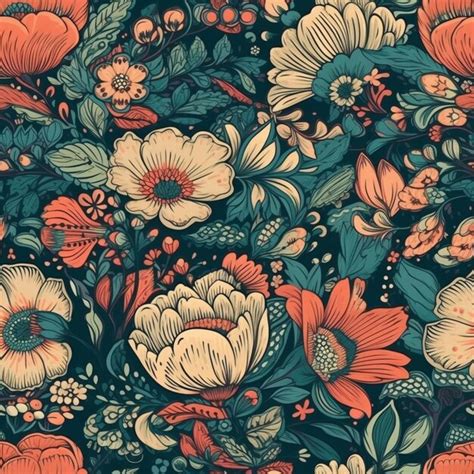 A Close Up Of A Floral Pattern With Many Different Colors Generative Ai Premium Ai Generated Image